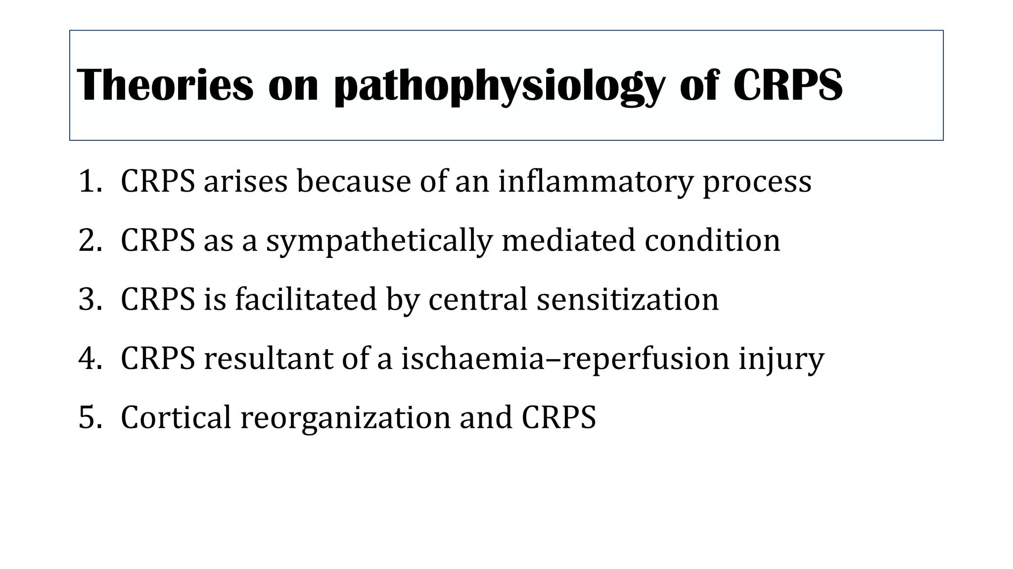 Complex Regional Pain Syndrome and other pain syndromes | PDF