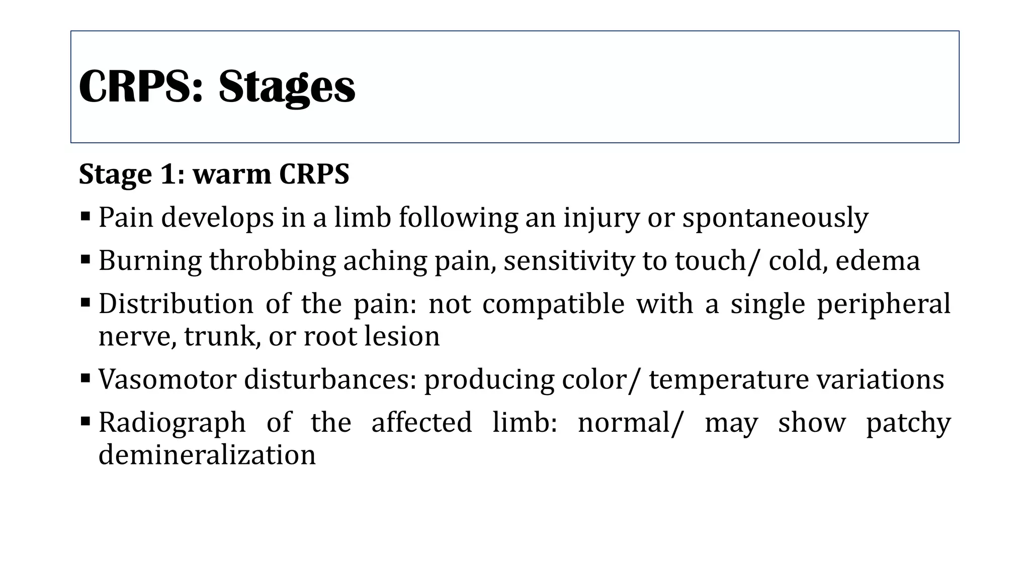 Complex Regional Pain Syndrome and other pain syndromes | PDF