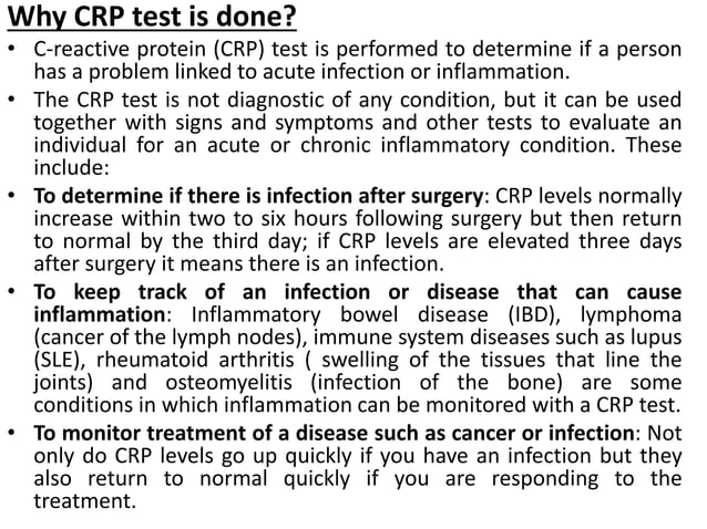 CRP test.pptx | Heart and Cardiovascular Diseases | Diseases and Conditions