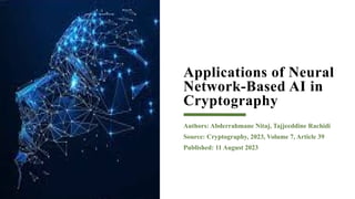 Cryptography presentation graduate level | PPTX