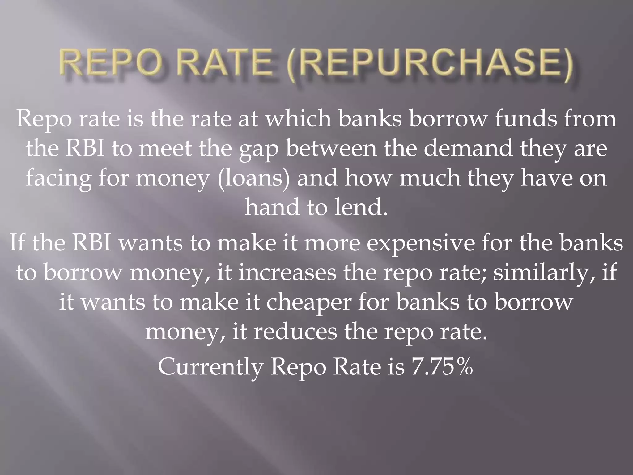Crr, slr, repo rate | PPTX