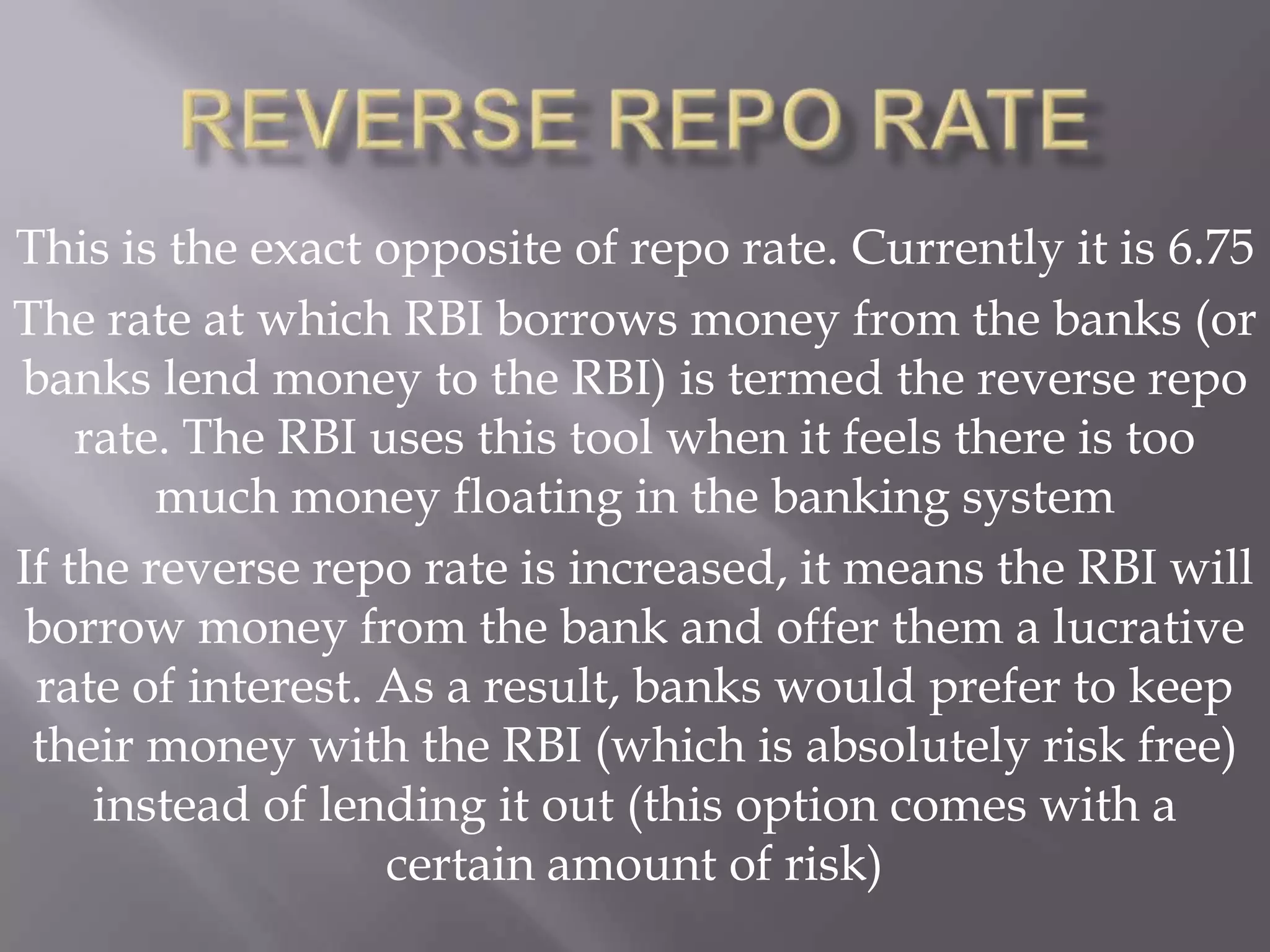 Crr, slr, repo rate | PPTX