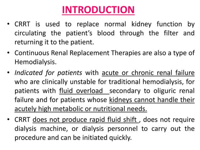 Continuous renal replacement therapy | PPTX | Blood Disorders | Diseases and Conditions