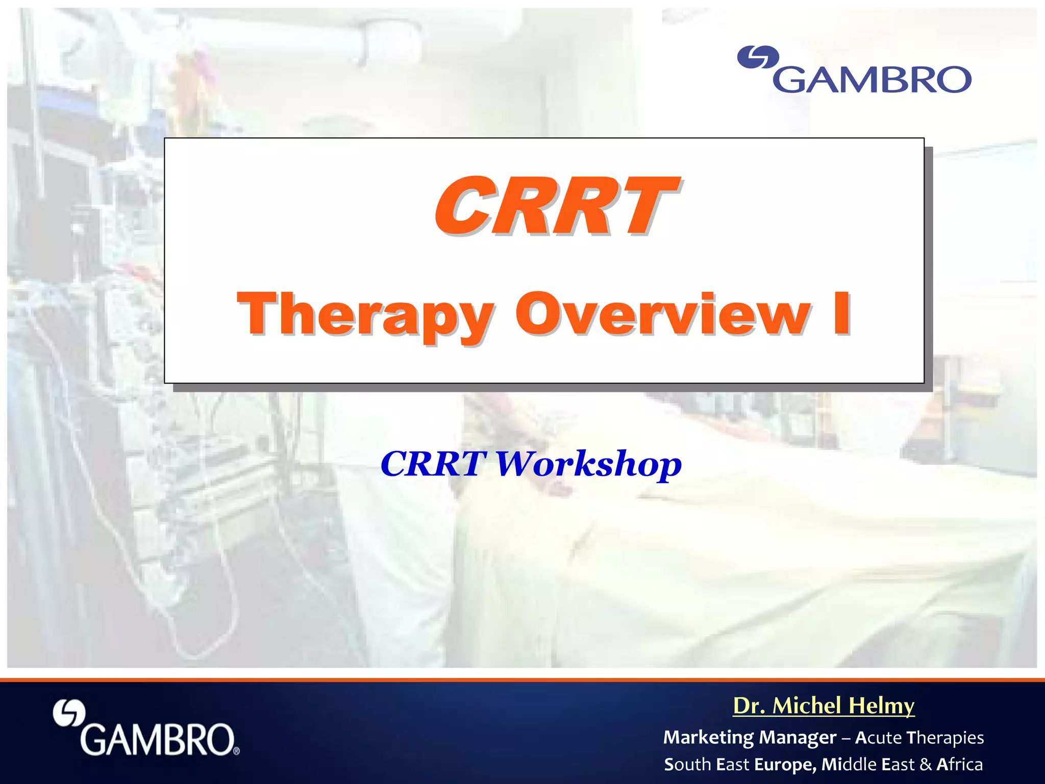 CRRT workshop (Therapy overview I) | PDF