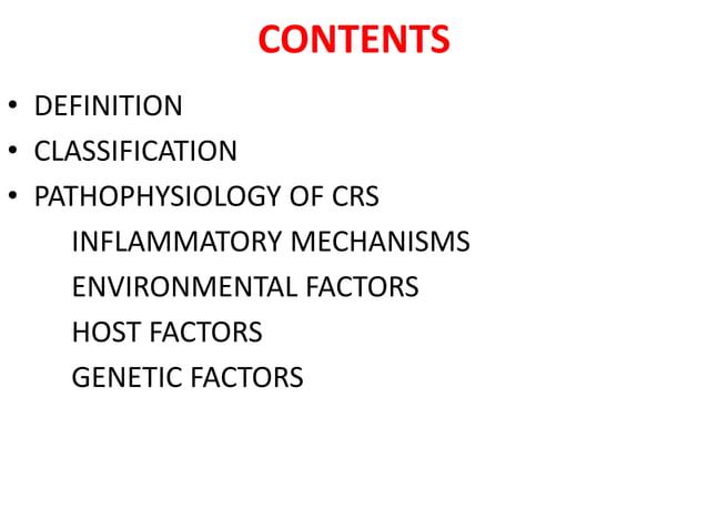 CRS.pptx pathophysiology | PPTX | Ear, Nose and Throat Conditions ...