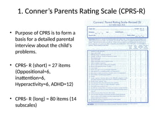 Conner's Rating Scale - psychometric Assessment | PPTX