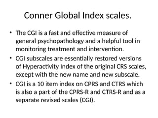 Conner's Rating Scale - psychometric Assessment | PPTX