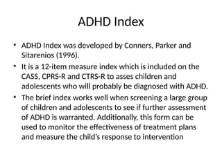 Conner's Rating Scale - psychometric Assessment | PPTX