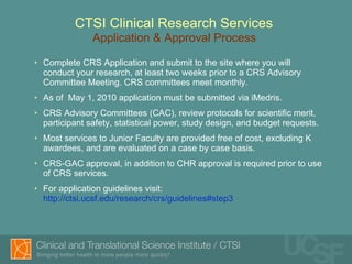 CTSI Clinical Research Services at UCSF: Mission, Application Process ...