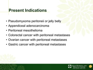Hyperthermic Intraperitoneal Chemotherapy for Peritoneal Surface ...