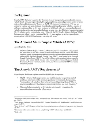 CRS AMPV Background and Issues March 2014 | PDF