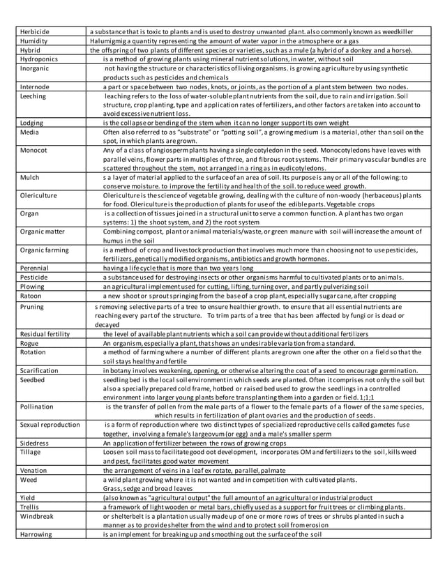 CROP SCIENCE COMMON TERMINOLOGIES | DOCX