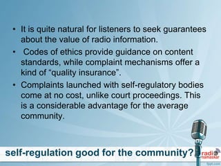 Community Radio : self regulation & code of ethics | PPT