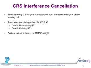 Crs interference cancellation in systems with time domain resource ...