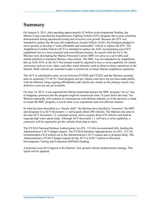 CRS USMC ACV Background and Issues Mar 19 2014 | PDF
