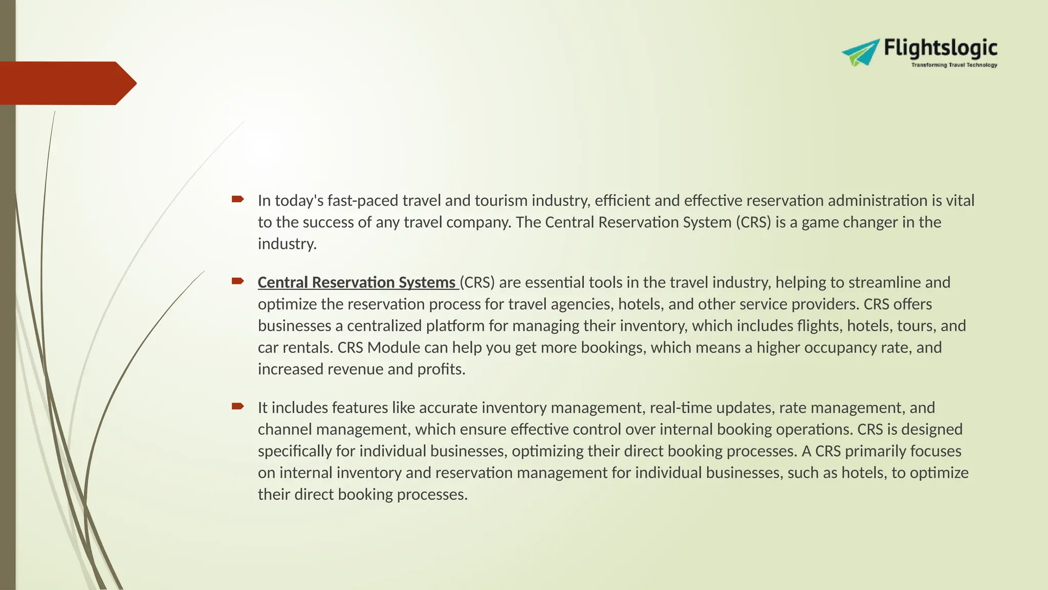 CRS Module | Central Reservation System | Travel CRS | PPTX