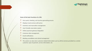 CRS Module | Central Reservation System | Travel CRS | PPT