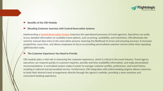 CRS Module | Central Reservation System | Travel CRS | PPT