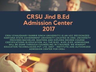 Crsu b.ed Admission 2017 | PPT