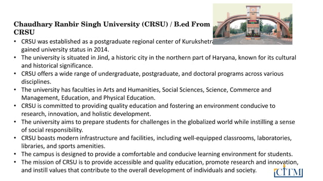CRSU Bed Admission 2024 | Online Admission in CRSU | PPT