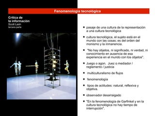 Crítica de la información. Scott Lash. Notas | ODP