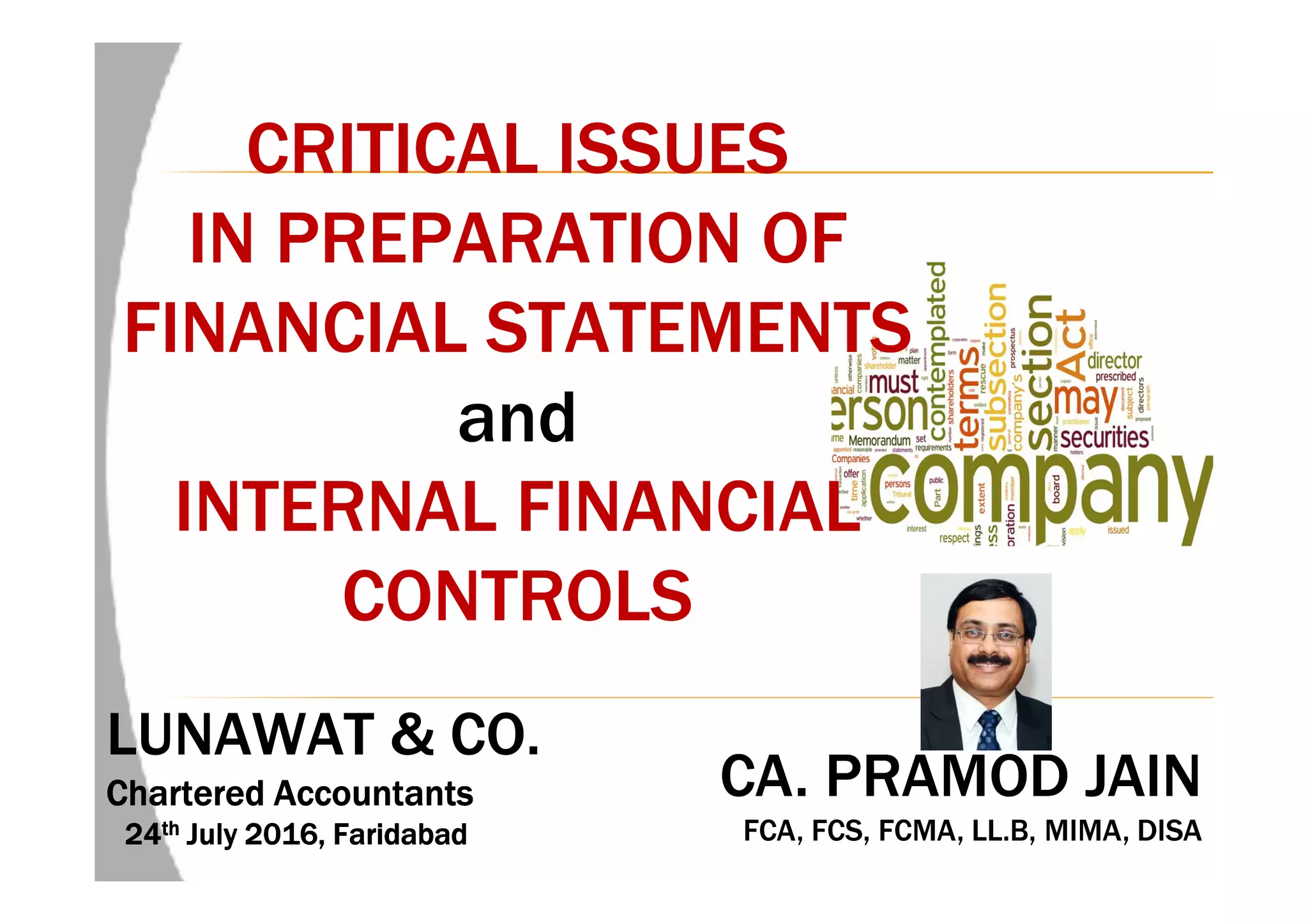 Critical issues in Finalization of Financial Statements and IFC | PDF