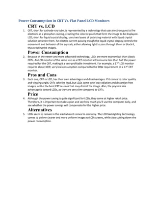 Crt lcd | DOCX | Consumer Electronics | Technology & Computing