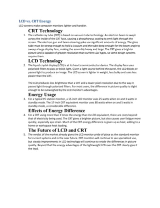 Crt lcd | DOCX | Consumer Electronics | Technology & Computing