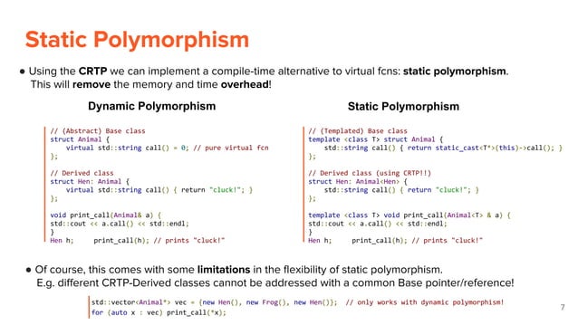 C The Curiously Recurring Template Pattern Static Polymorphsim And Expression Templates Ppt 