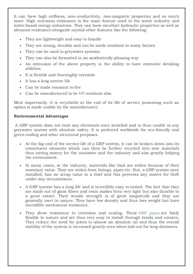 Crucial Benefits and Advantages of GRP Pipes