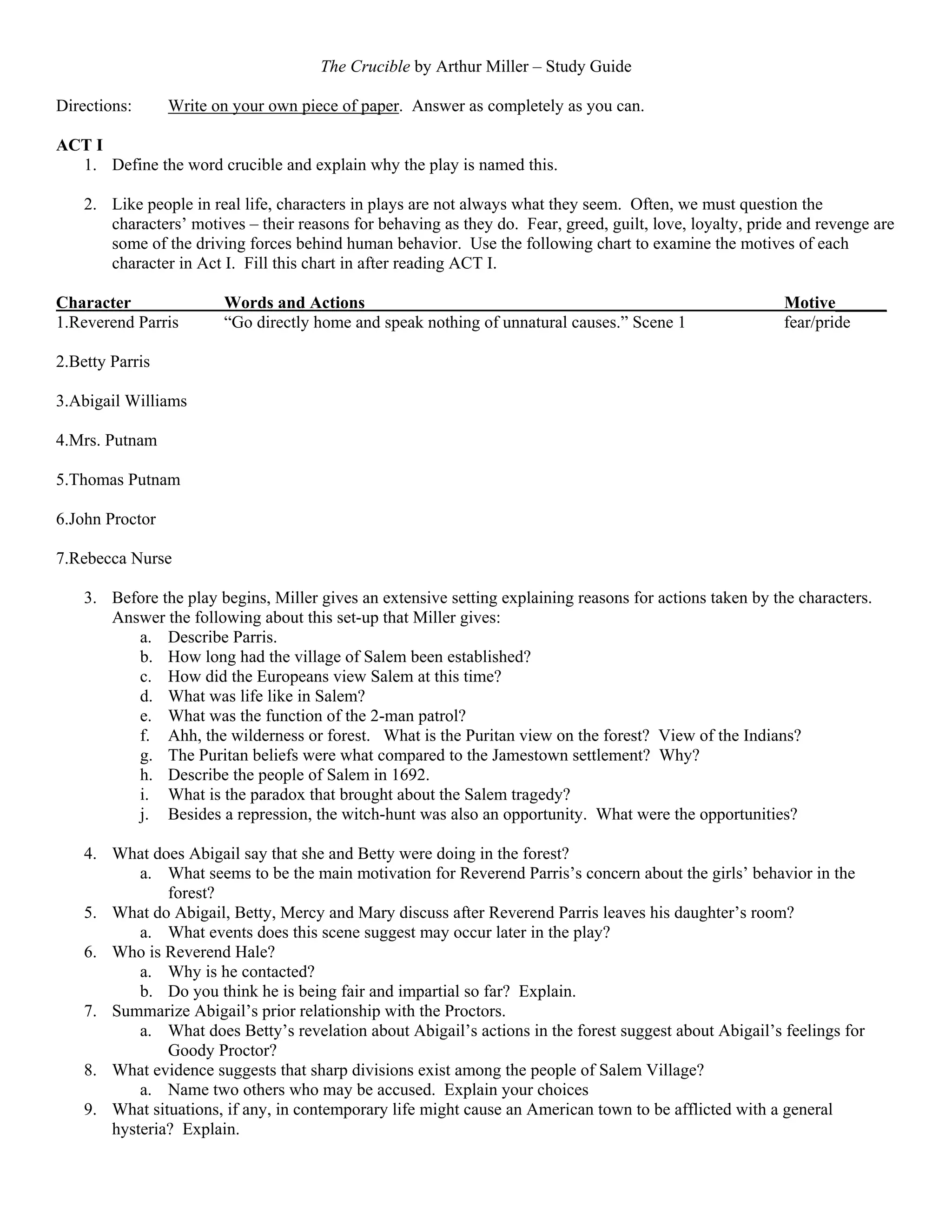 Crucible studyguide | PDF