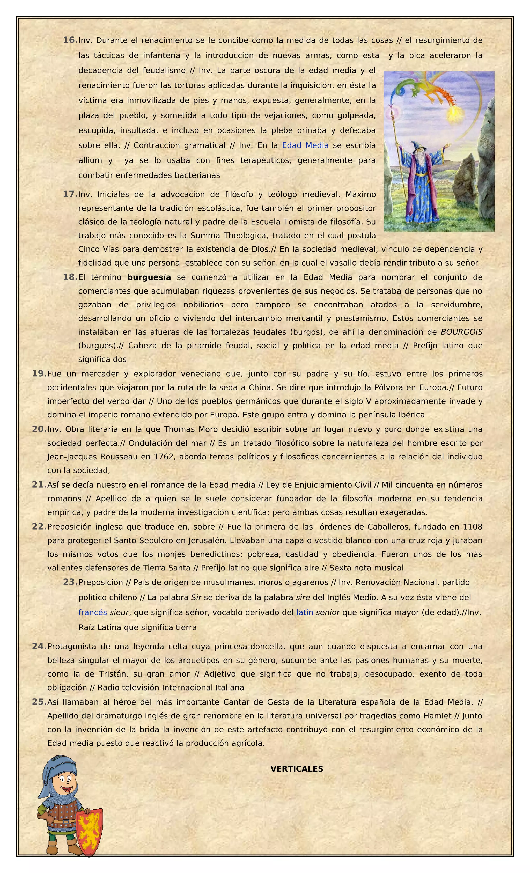 Crucigrama Edad Media | PDF