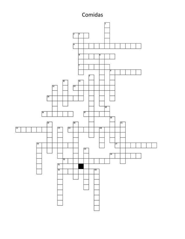 Crucigrama comida | DOCX