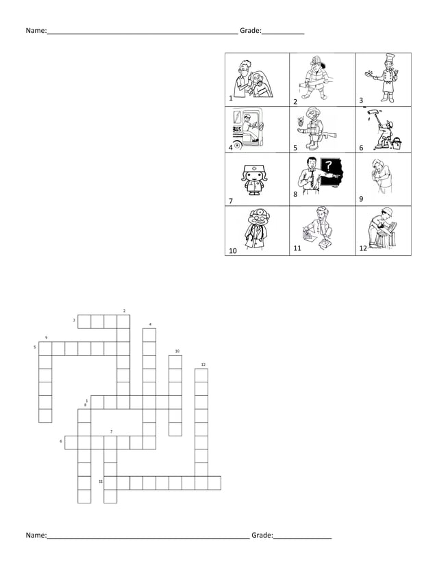 crossword jobs (crucigrama vocabulario ocupaciones) | DOC