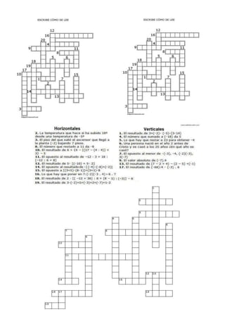Crucigrama numeros | DOCX