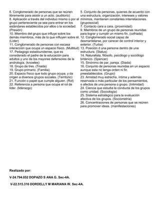 Crucigrama sobre, grupos sociales. (salud y sociedad). ana dopazo y ...
