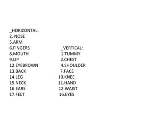 Crucigrama cuerpo humano | PPT