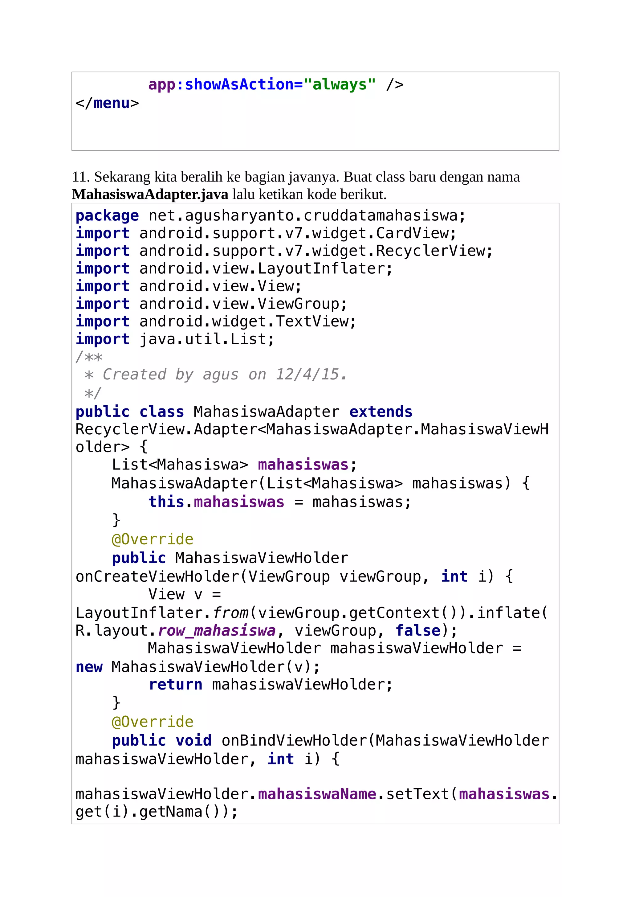 Belajar Android Studio CRUD Data Mahasiswa | PDF