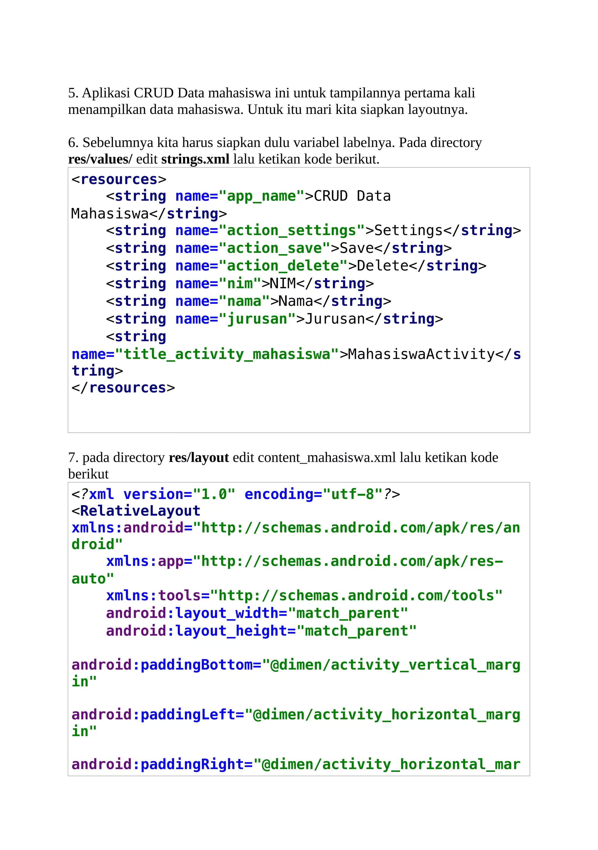 Belajar Android Studio CRUD Data Mahasiswa | PDF