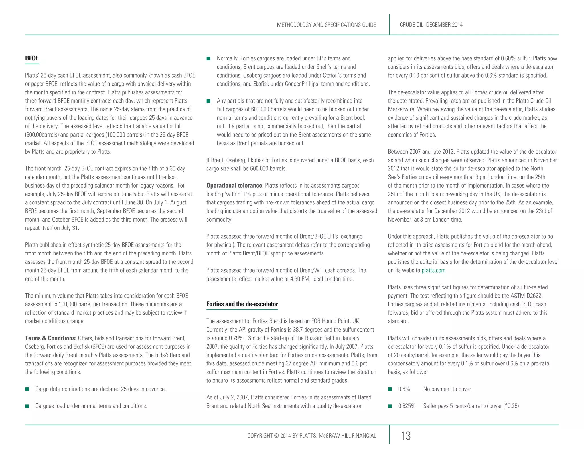Crude oil Methodology - Platts’ assessments and indexes | PDF