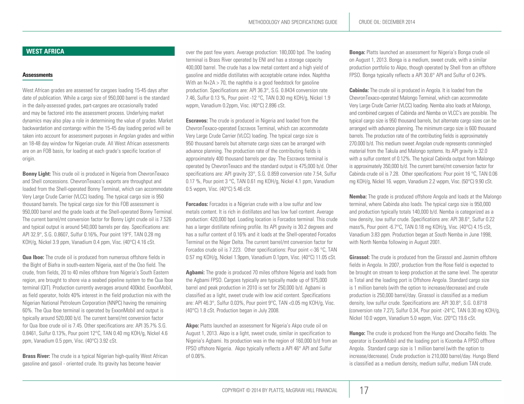 Crude oil Methodology - Platts’ assessments and indexes | PDF