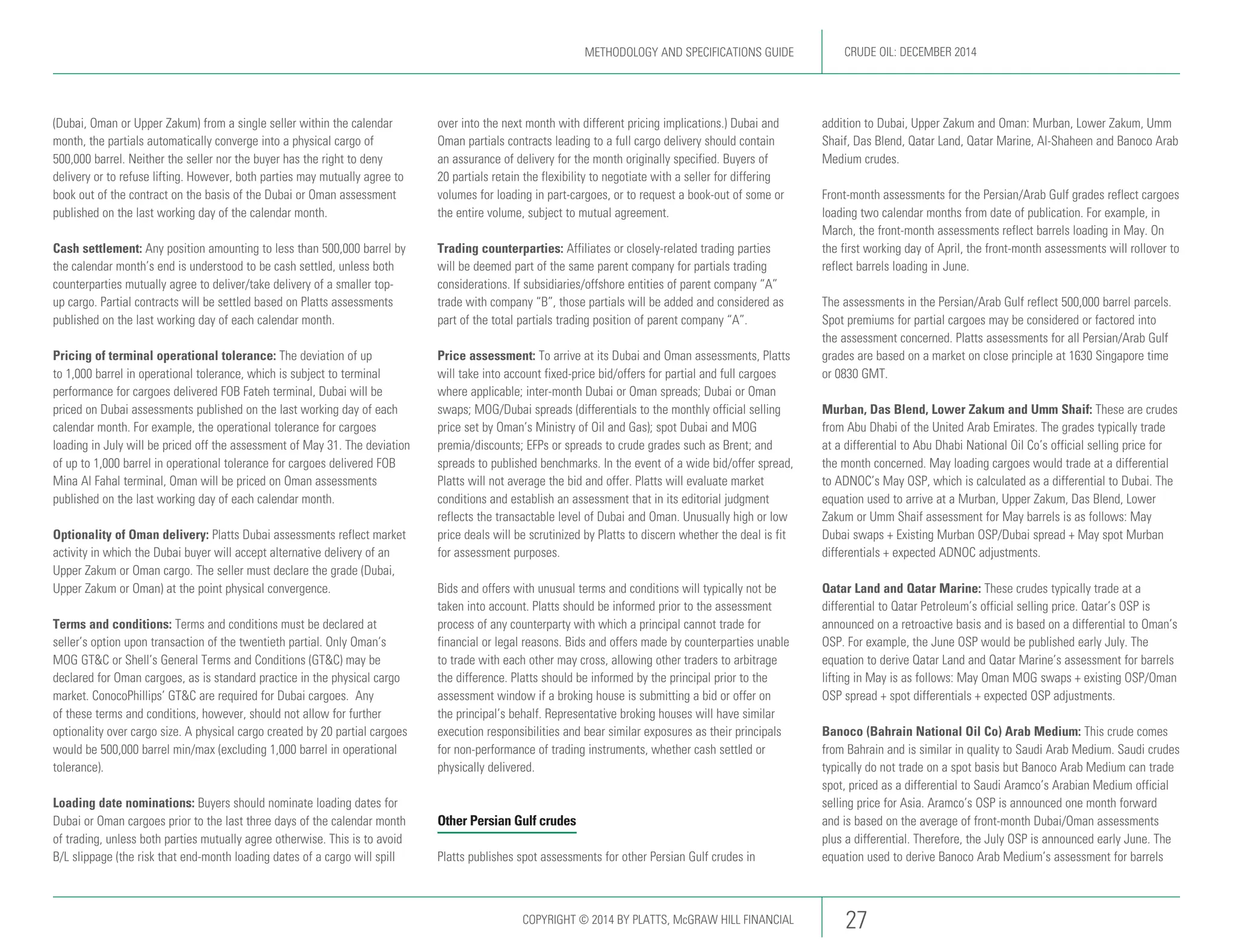 Crude oil Methodology - Platts’ assessments and indexes | PDF
