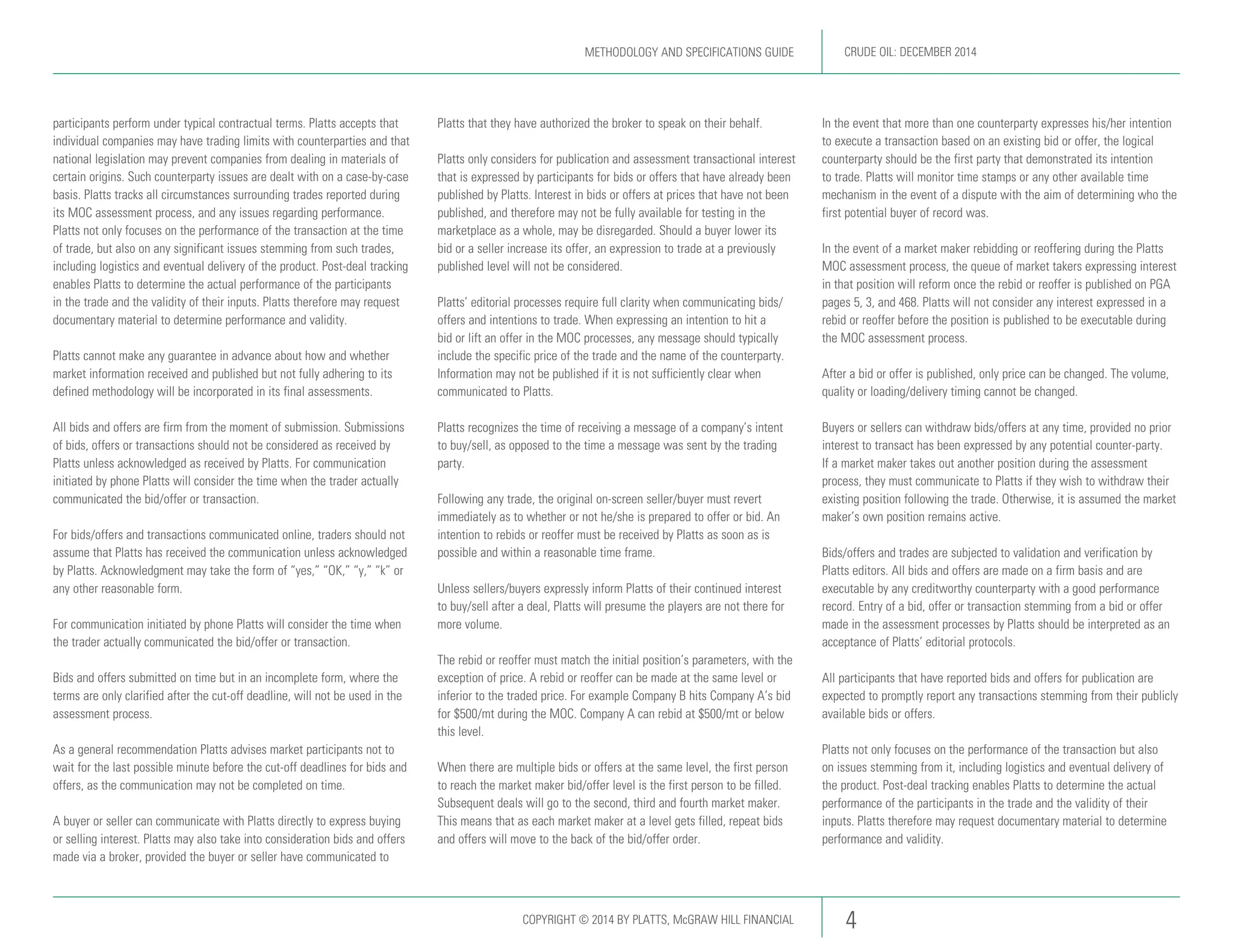 Crude oil Methodology - Platts’ assessments and indexes | PDF