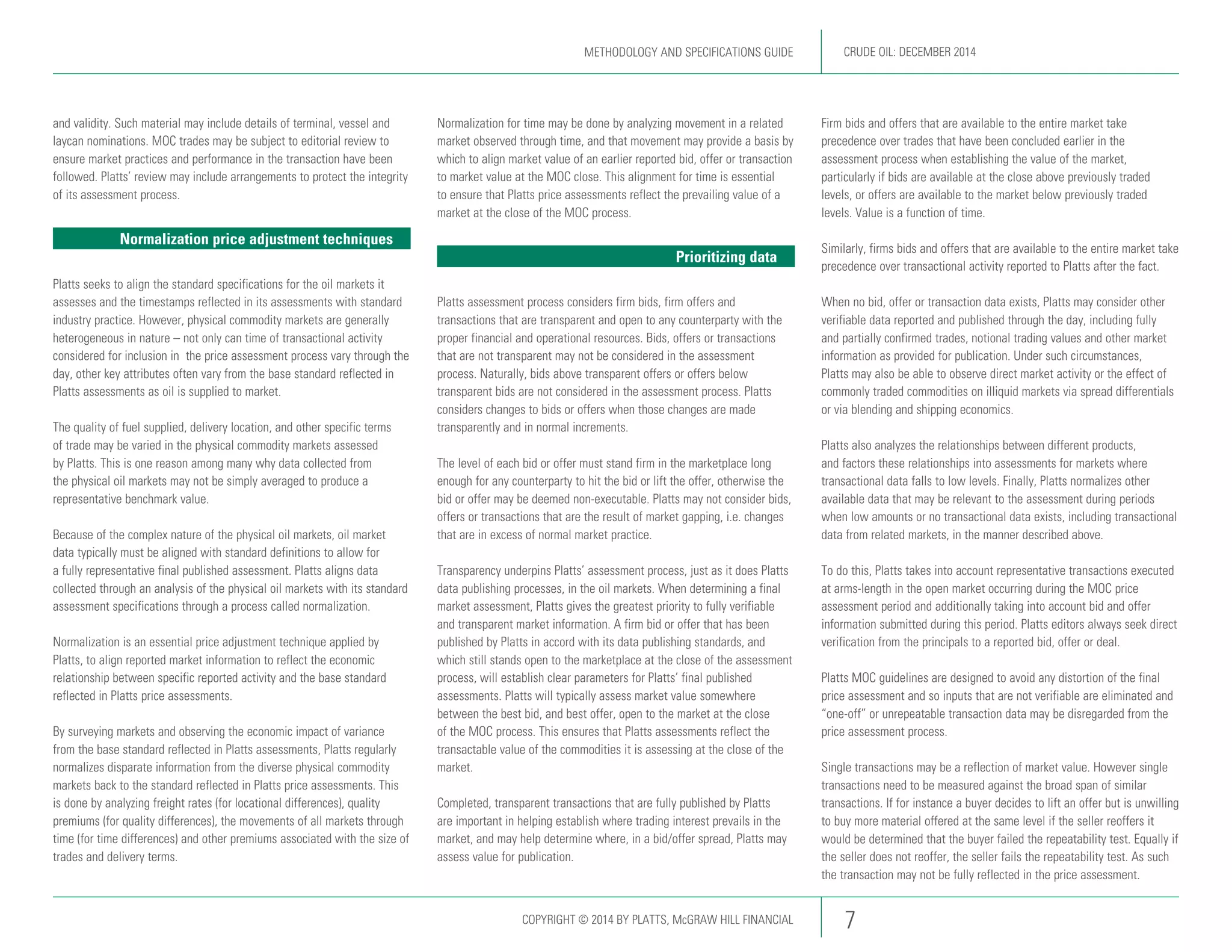Crude oil Methodology - Platts’ assessments and indexes | PDF