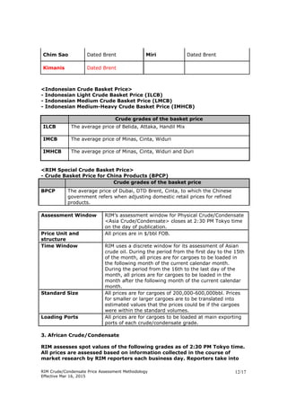 RIM Crude/Condensate Price Assessment Methodology | PDF