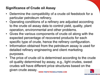 Crude oil assay | PPTX