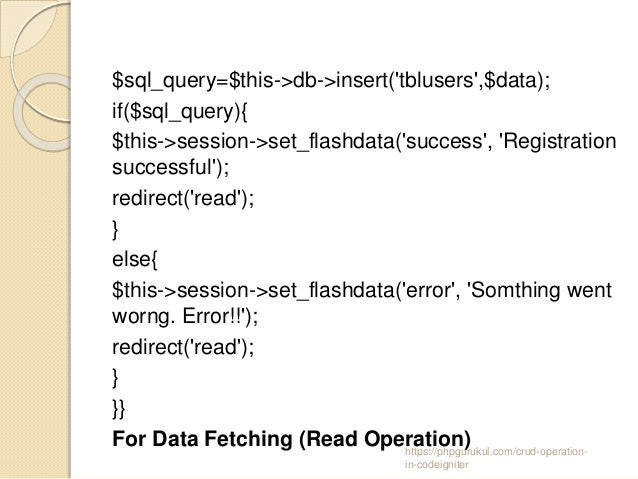 Crud operation in codeigniter phpgurukul