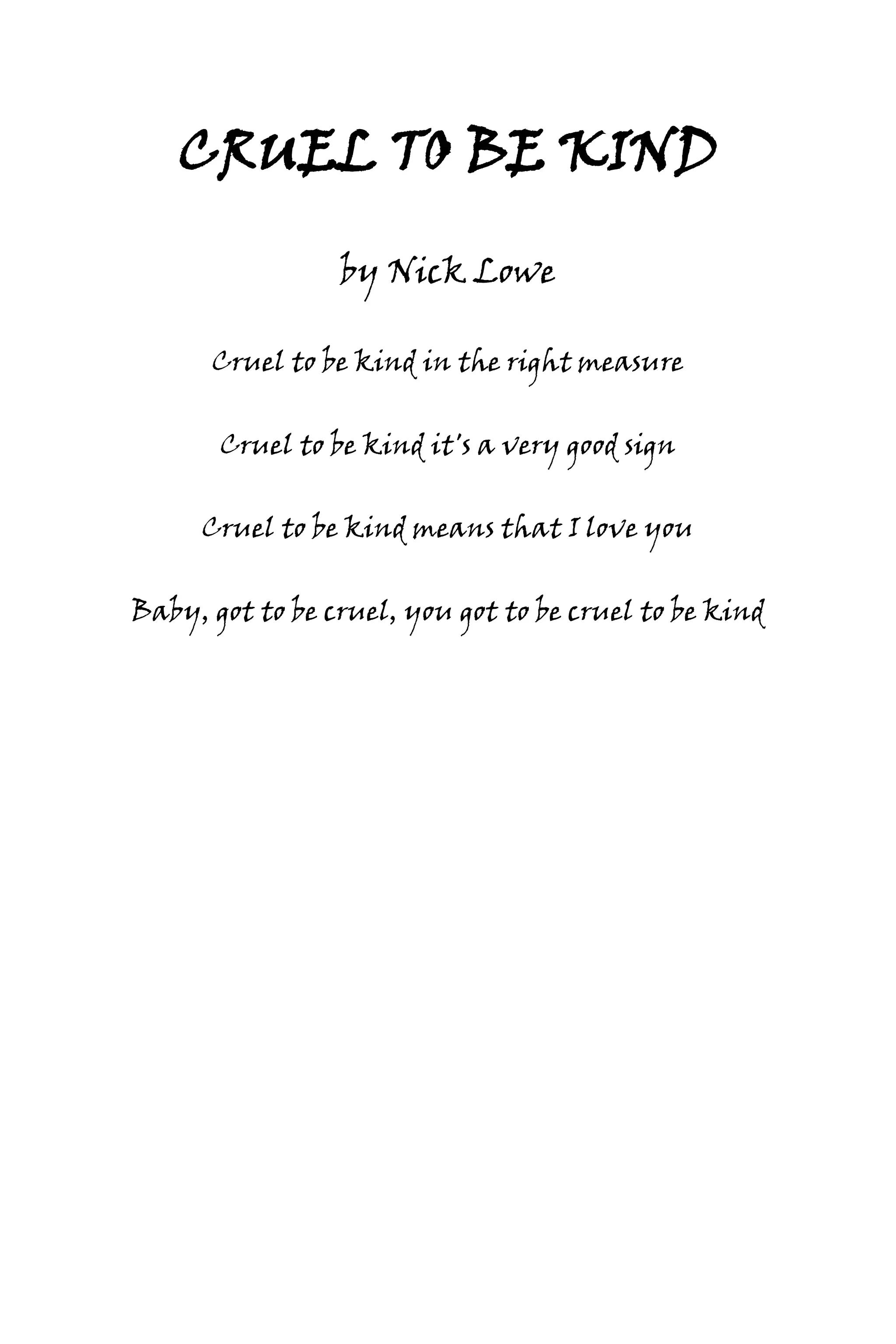 Cruel to be kind | DOCX
