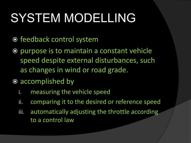 Cruise control simulation using matlab | PPTX