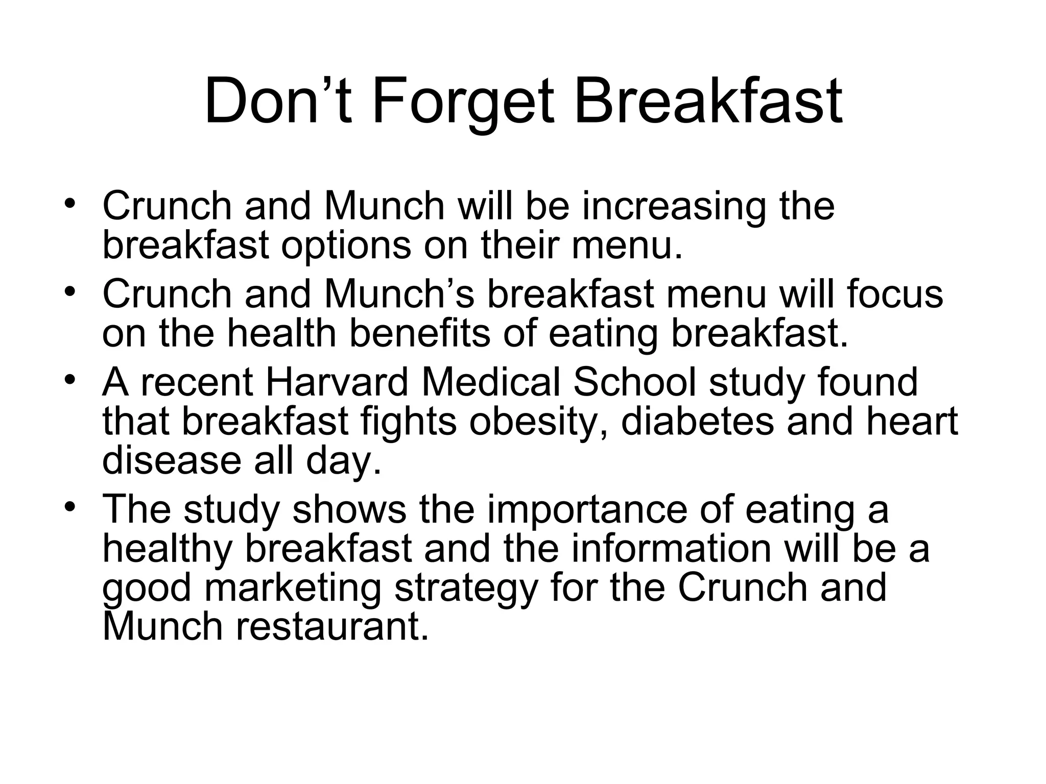 Crunch and munch project | PPT